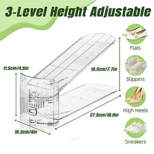 MOVDEET Shoe Slots Organizer,12 PACK Transparent Adjustable Shoe Stacker Clear Shoe Slot Organizer Space Saver Shoe Rack Holder Shoe Storage Organizers for Closet