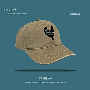 KUBILA Life is Better with Chickens Baseball Cap,Vintage Washed Cotton Denim Adjustable Low Profile Dad Hat for Men and Women Khaki