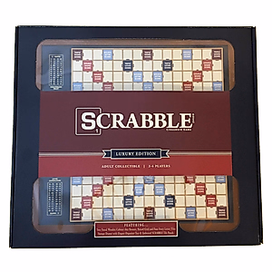 WS Game Company Scrabble Trophy Luxury Edition with Rotating Wooden Game Board