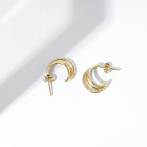 Amazon Essentials 14K Gold Plated Triple Split Hoop, Yellow Gold