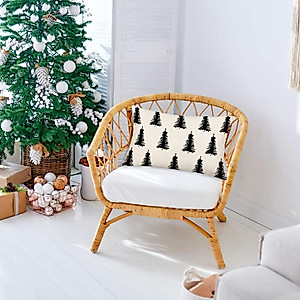 MEHOTOP 12 x 20 Christmas Pillow Covers Xmas Throw Pillow Case Standard Size Simple Christmas Tree Print Black White Decorative Pillowcase Winter Home Decoration Cushion Cover for Couch Sofa Patio Bed