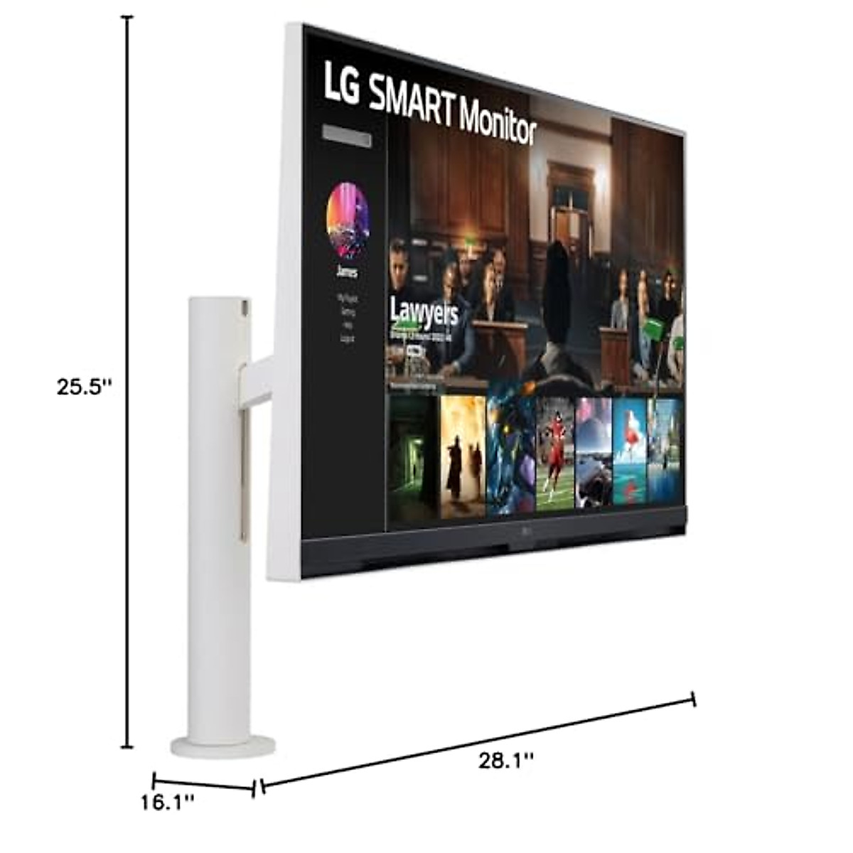LG (32SQ780S) - 32-Inch 4K UHD(3840x2160) Display, Ergo Stand, webOS Smart Monitor, ThinQ Home, Magic Remote, USB Type-C™, 2x5W Stereo Speakers, AirPlay 2, Screen Share, Bluetooth,White