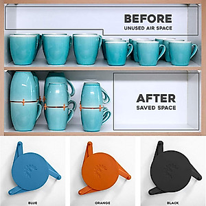 ELYPRO Coffee Mug Organizers and Storage, Kitchen Cabinet Shelf Organizer - Cupboard and Pantry Organization, Expandable Stackable Gadget for Tea Cup and Coffee Mugs, Save Space (Black)