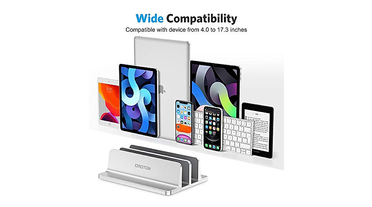 OMOTON Vertical Double Laptop Stand - Adjustable Desk Holder