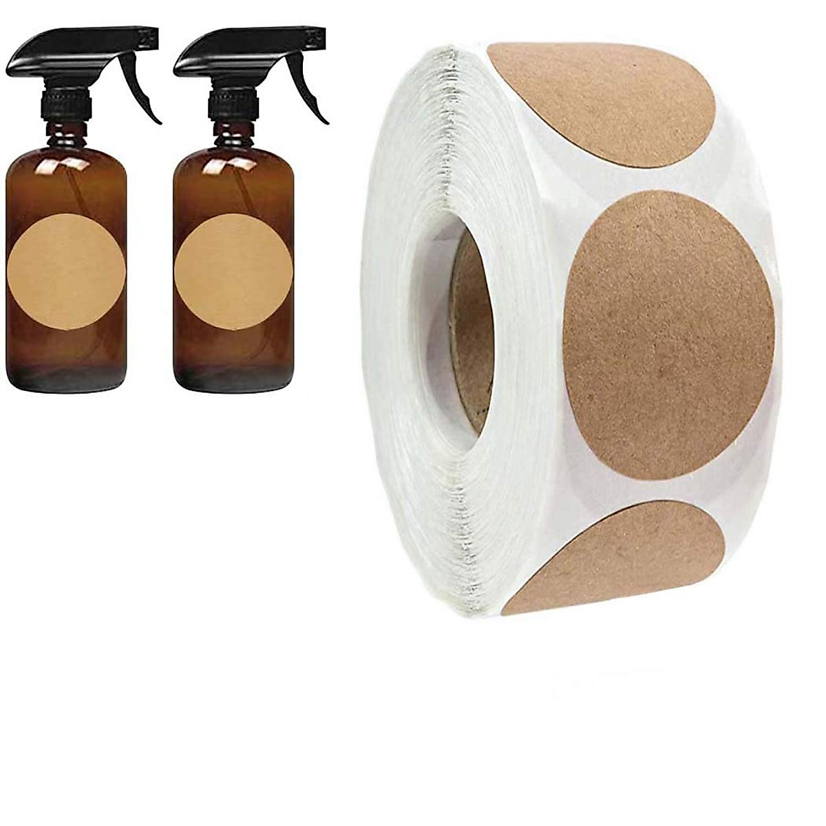 1.0x1.0Inch Labels Stickers,500 Pcs Natural Brown Kraft Stickers,Self-Adhesive Blank Stickers Handmade Baking Sticker Gift Tags Holiday Present Stickers (1x1Inch)