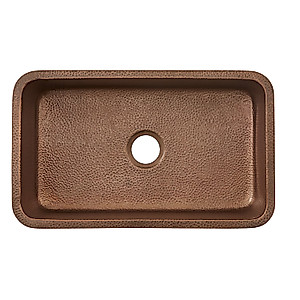 Sinkology SK202-30AC Transitional Orwell Undermount Handmade Solid Copper 30 In. Single Bowl Kitchen Sink In Antique Copper, 30-Inch, Hammered Antique Copper