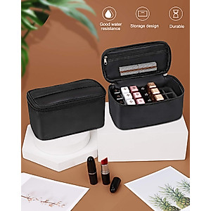 Lipstick Organizer Bag Lip Gloss Lip Balm Case Chapstick Holder Bag Makeup Artist Lipstick Bag With Compartment Cosmetic Bag Gift for Women(Black-21holder)