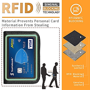 Credit Card Holder Wallet Case Womens Teen Girls Ladies Female Bee Genuine Cowhide Leather Small Black Rfid Blocking Wallets With Detachable Beaded Chain Zipper Around