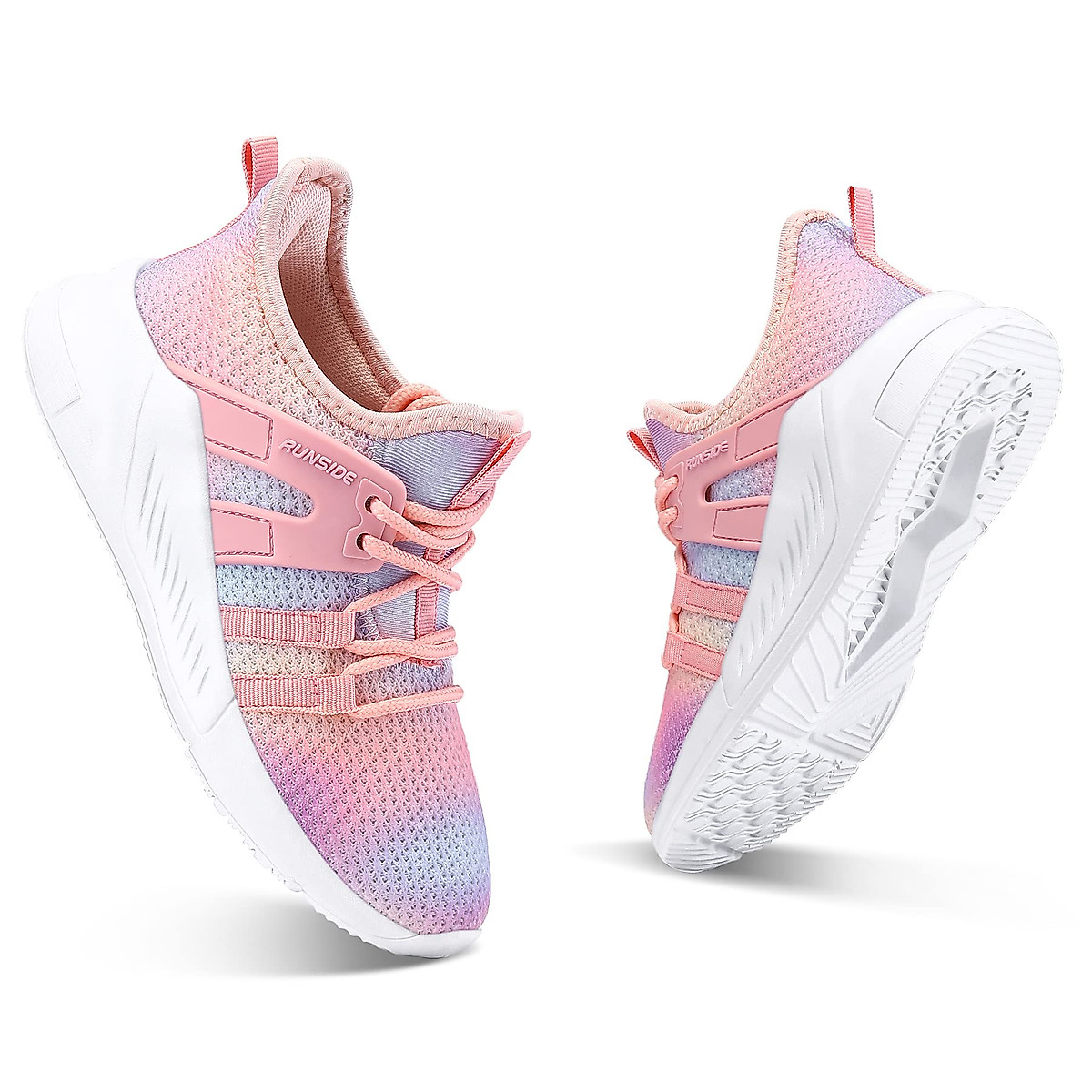 RUNSIDE Girls Lightweight Sneakers Kids Tennis Sports Shoes Lace-up for Running/Walking, Toddler/Little Kid/Big Kid
