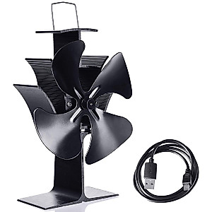 COSTWAY 4-Blade Stove Fan, Multi-Function Fuel Heat Powered Fan, Black, 6.5''X 3.0''X9.0''(LXWXH), 1.5 lbs