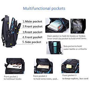 Camo-Print 3pcs Backpack Set with Lunch Bag Pencil Case Kids Elementary Middle School Bookbag for Teen Boys