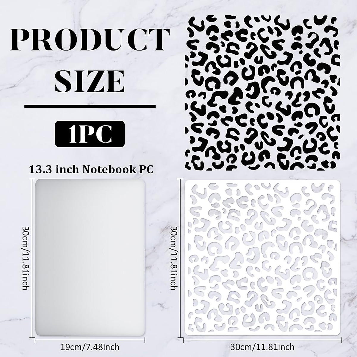 FINGERINSPIRE Leopard Skin Stencils Decoration Template 11.8x11.8 inch Plastic Animal Print Drawing Painting Stencils Square Reusable Cheetah Skin Stencils for Painting on Wood, Floor, Wall and Tile