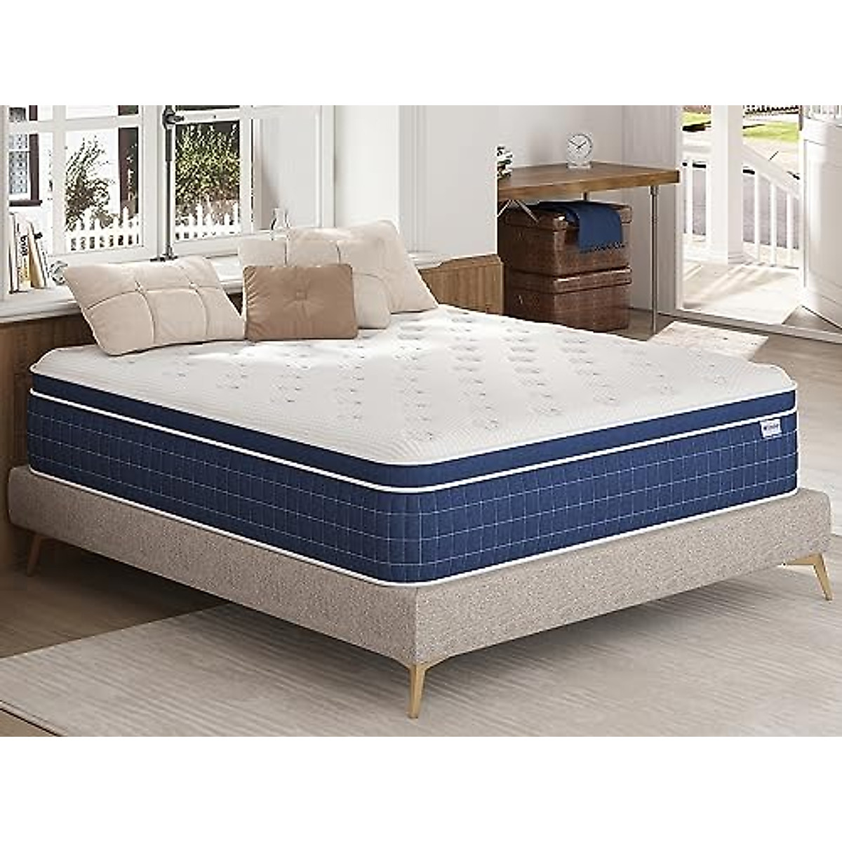 EEN EEN SLEEP Full Mattress, 12 Inch Hybrid Mattress in A Box, Full Size Mattresses Made of Foam and Individual Pocketed Springs, Strong Edge Support, Pressure Relief, Cool Breathable, Medium Firm