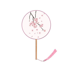 Paper Fan Folding Fan Chinese Fan 2Pieces Hand Fan Folded Ancient Chinese Style Hanfu Cheongsam Costume Embroidery Small Round Fan Folding Hand Fan Japanese Fan (Color : 2pieces-c, Size : Fan diamet