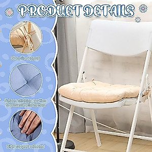 Barydat 8 Pcs Chair Cushions 15 x 15 Inch Dining Chair Pads with Ties Square Patio Thick Soft Chair Cushions for Outdoor Kitchen Patio Room Indoor Car Office, 8 Colors