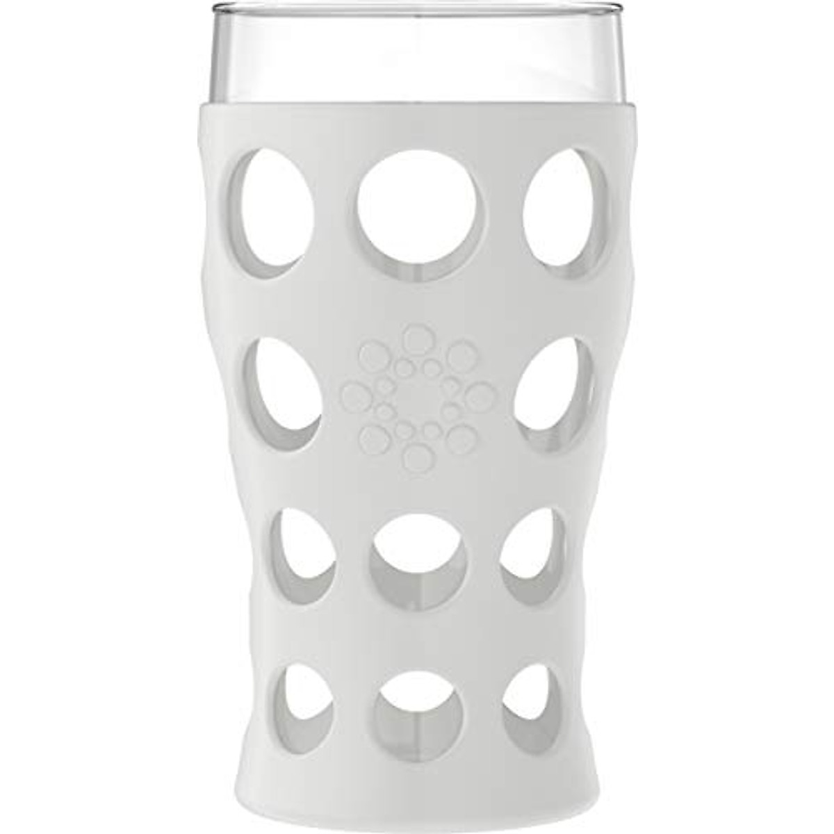 Lifefactory 20-Ounce Beverage Glasses with Protective Silicone Sleeves, 4 Count (Pack of 1), Stone Gray, Aqua Teal, Dusty Purple, Carbon