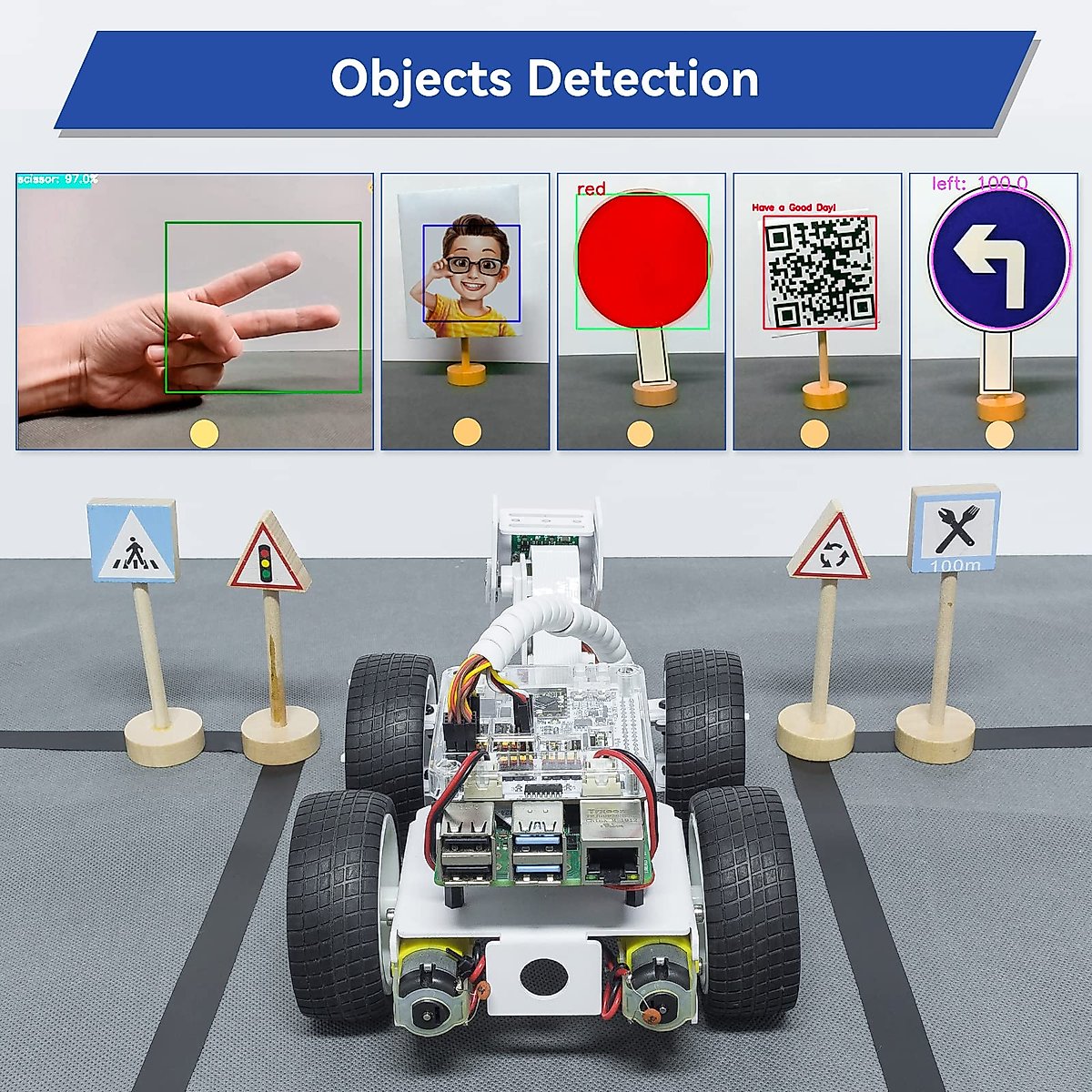 SunFounder Smart Video Robot Car Kit for Raspberry Pi, Python/Blockly (Like Scratch), Web Control, Line Tracking, for Raspberry Pi Robot Kits for Teens and Adults (Raspberry Pi NOT Included)