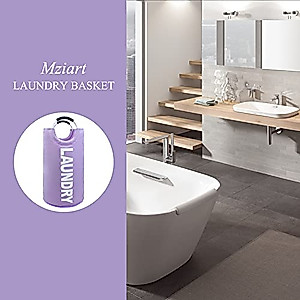 Mziart 82L Large Collapsible Laundry Basket with Padded Handles, Heavy Duty Oxford Fabric Laundry Hamper Tall Laundry Bag Foldable Laundry Bin Storage Organizer for Nursery Bedroom College Dorm-Purple