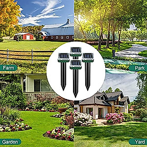 CherryPig Solar Mole Repellent, Ultrasonic Mole Repellent Solar Powered，Outdoor Waterproof Ultrasonic Snake Repellent for Get Rid of Mole, Gopher, Snakes, Vole and Other Underground Pests(4 Pack)