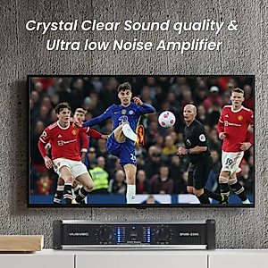 MUSYSIC 2 Channel Power Amplifier Distortion Free and Clear Sound - Professional 2U Chassis Rack Mount Amplifiers for DJs/Experts/Events w/ATR Technology/XLR and 1/4 Inch Inputs - 2000Watts