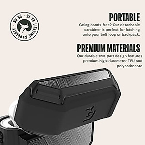 Black/Gun Metal Aluminum Groove Case by Groove Life - Airpod Pro Compatible Case with Carabiner, Charging Light Visible, Wireless Charging Compatible, Total Protection with Lifetime Coverage