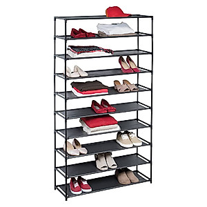 50-Pair Fabric Shelf Standing Shoe Rack, Black