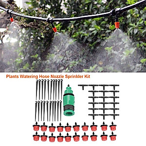 Boquite Valentine's Day Carnival Water Irrigation Set, Watering Equipment, Garden Lawn Greenhouse Micro Irrigation System Kit Plants Watering Hose Nozzle Sprinkler(15m/49.21ft)