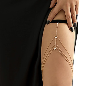 Sexy Multi-layer Pearl Pendant Leg Chain Summer Beach Adjustable Thigh Chain Jewelry Bikini Body Thigh Chain Jewelry for Women