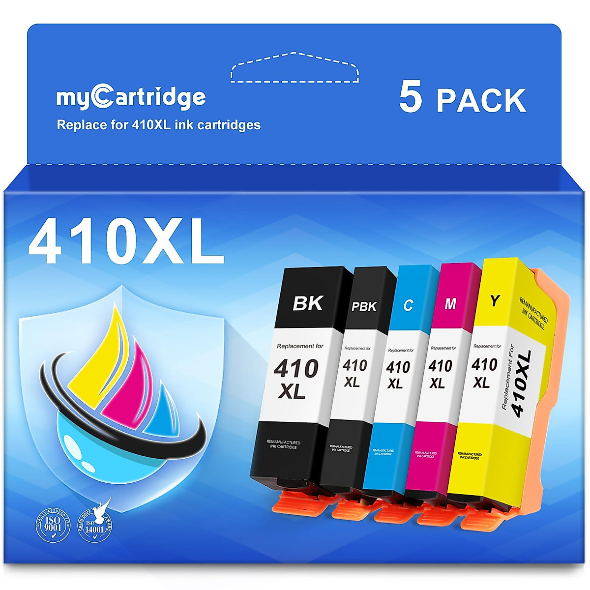 myCartridge Remanufactured Ink Cartridge Replacement for Epson 410XL 410 XL for Epson XP-7100 XP-640 XP-830 XP-630 XP-635 XP-530 Printer (Black, PBK, Cyan, Magenta, Yellow) 5 Pack