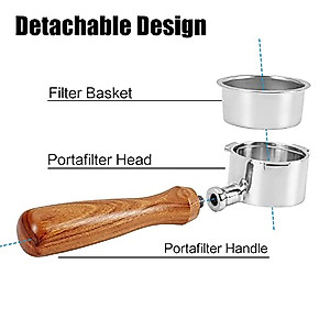 DIBTSA 51mm Bottomless Portafilter Compatible with DeLonghi Espresso Machine EC680 EC685, 304 Stainless Steel, with Reusable Coffee Replacement Filter Basket