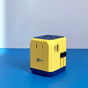 International Travel Plug Adapter by SIFT - Dual AC Sockets + 4 USB with 1 QC 3.0 USB and 1 PD-Type C