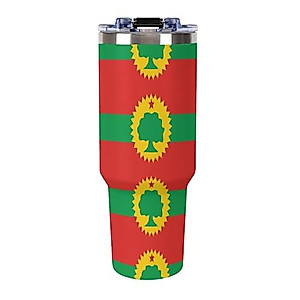 Flag of The Oromo Liberation Front Insulated Tumblers with Handle Stainless Steel Coffee Mug Funny Travel Cup with Lid Straw 40oz
