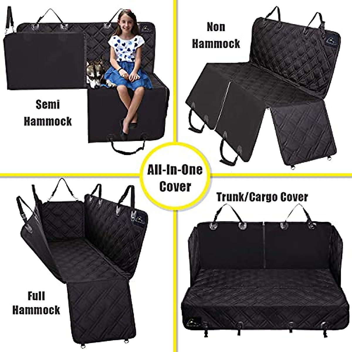 Meadowlark XL Premium Hammock Dog Car Seat Cover Back Seat, Dog Cover Car Seat Protector, Non-Slip, Dog Stuff, Anti Shock, Water Repellant, Pet Car Seat Cover for Dogs w/Seat Belt & 2 Headrest Covers
