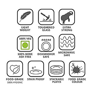 Borosil Gourmet Dinnerware Set For 6, 35 Pieces, White Dinner Plates and Bowls Sets, Chip Resistant Tempered Opal Glass, Stain Resistant, Dishwasher & Microwave Safe Dinner Set For Gifting, Serves 6