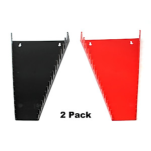 JSP Manufacturing Red & Black 16 Tool Standard Wrench Holder Wrench Organizer 2 Pack | Storage Rack Tray Tool Holder