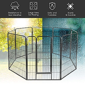 Giantex 40 inch Dog Fence with Door, 16/8 Panels Dog Playpen for Outside Large Dogs, Portable Pet Playpen Fencing Enclosures, Heavy Duty Metal Camping Dog Fences for The Yard (16 Panels, 40 inch)