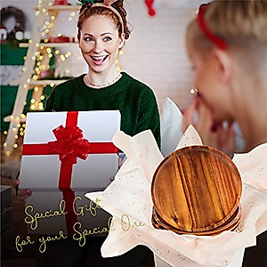 FANICHI Wooden plates (set of 4-11inch) Dinner Plates, Acacia Round Wood Plates, Unbreakable Classic Plates, Easy Cleaning & Lightweight for Dishes Snack, Dessert, Housewarming, Christmas Gift