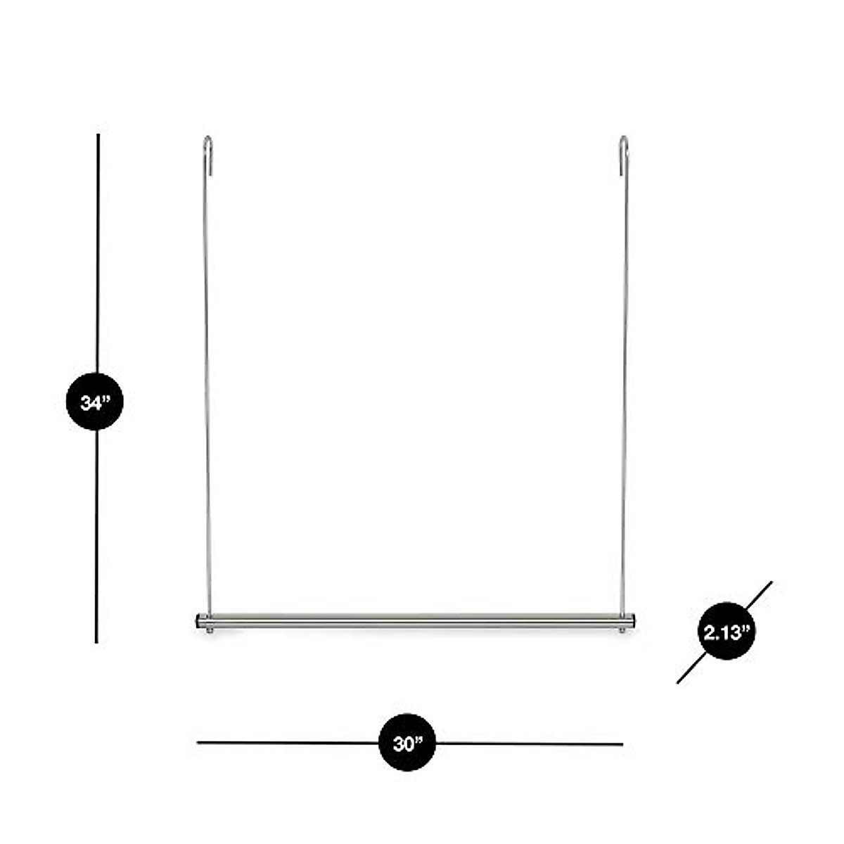 Smart Design Closet Doubler w/Hook Arms - Steel Metal - Suits, Pants, Clothing Storage - Home Organization (30 x 34 Inch) [Chrome]