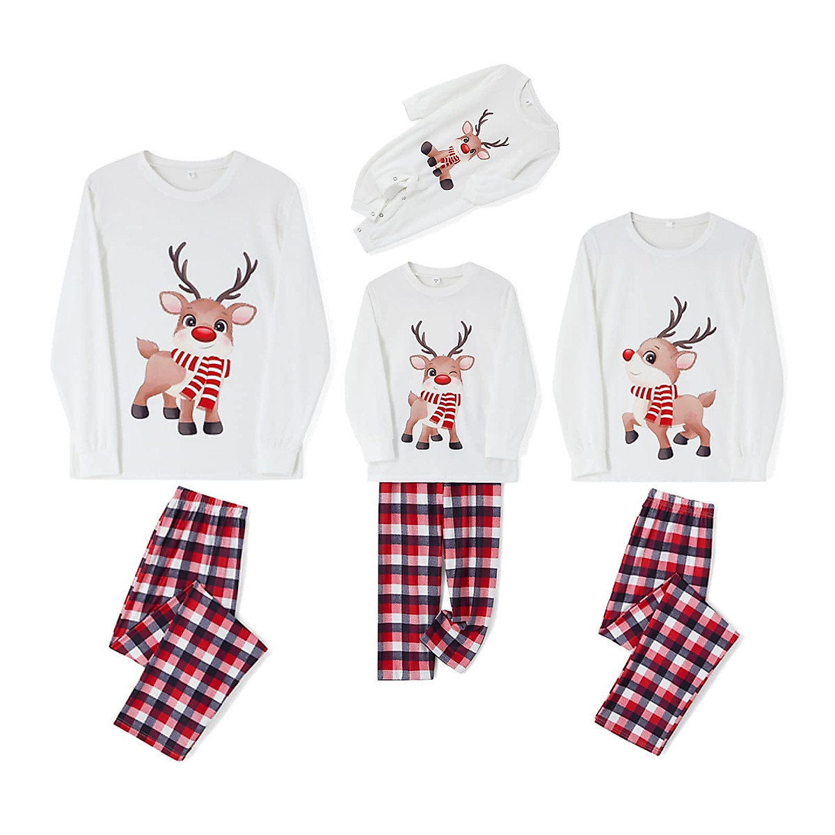 OAKFashion Christmas Family Pajamas Holiday Christma Pajama Family Matching Pjs Set Cute Sleepwear Elk Xmas Jammies for Couples Youth(#A311, Mom, XL)