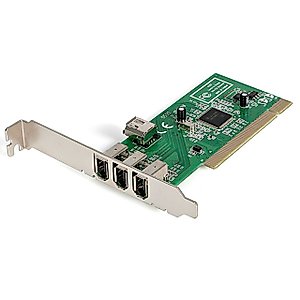 StarTech.com 4 port PCI 1394a FireWire Adapter Card - 3 External 1 Internal FireWire PCI Card (PCI1394MP)