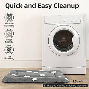 Mora Pets Cat Bed for Indoor Cats Washable Dog Crate Pad Cute Star Dog Bed Mat for Small Dogs Pet Kennel Pad for Cage Soft Flat Puppy Kitten Cushion Sleeping Anti-Slip Grey 22 x 13