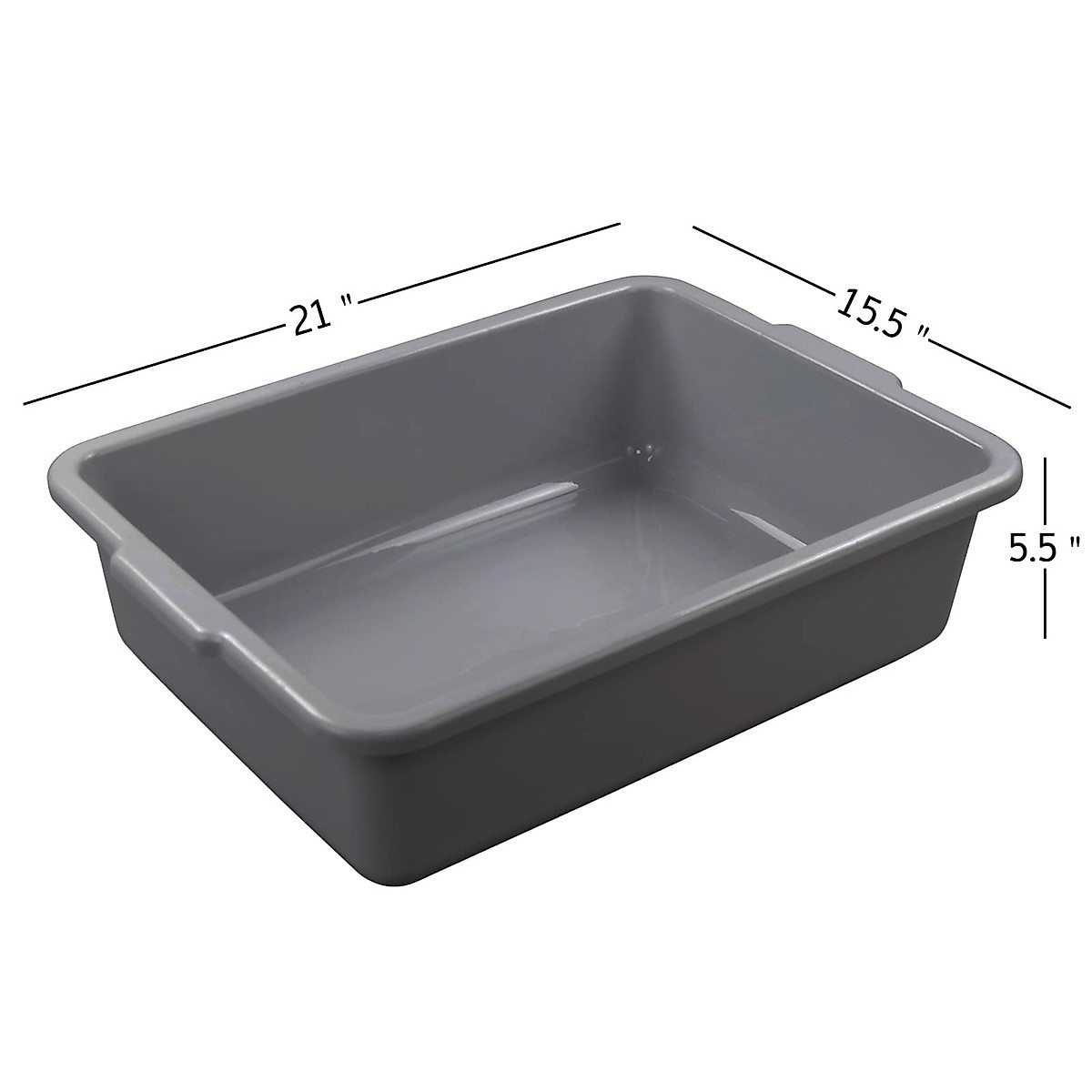 Yesdate 4 Packs 24 L Plastic Commercial Bus Box, Large Bus Tub, Utility Bus Tote, Grey