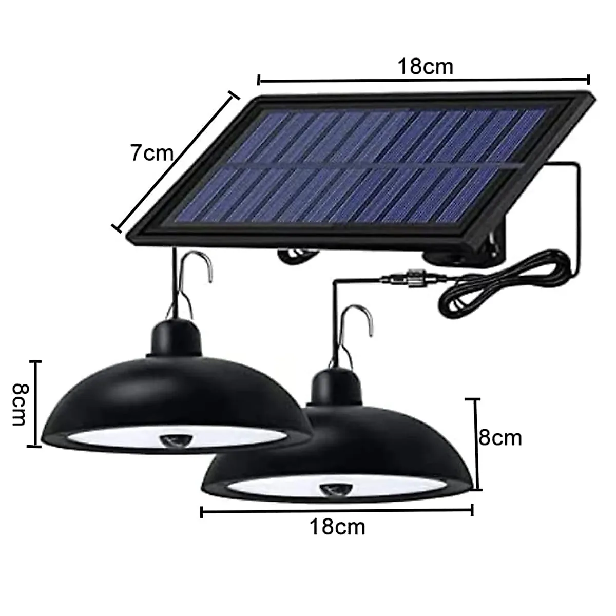 Aolyty Upgrade Solar Pendant Light with Double Head Shed Light 3 Working Modes Waterproof Solar Powered Hanging Lights with Remote Control Dimmable for Garden Yard Corridor Walkway Garage Driveway
