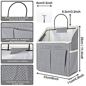 STARVAST 4Pcs 11 x 9 inch Wall Hanging Fabric Storage Bag Linen Cotton Hanging Wall Organizer with Pockets, Waterproof Wall Storage Box with Sticky Hook for Bedroom, Office, Dormitory, RV Camper