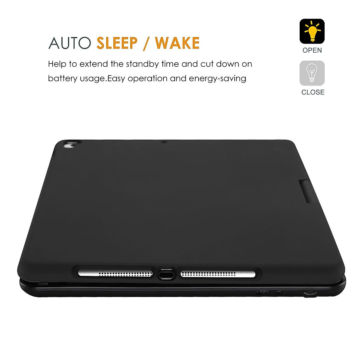 ProCase Keyboard Case for iPad 9.7 2018/2017 (Old Model), 360 Degree Rotation Swivel Cover Case with Wireless Keyboard for iPad 9.7 Inch 6th / 5th Gen/iPad Pro 9.7 2016, iPad Air 2/iPad Air 1-Black