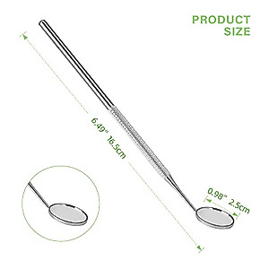 Dental Mirror Stainless Steel with Handle 6.5", Dentist Tool for Teeth Cleaning Plaque, Mouth Inspection, Lash Extension Mirror, Eyelash Extensions Dental Mirror Inspect Instrument Makeup - Pack of 2