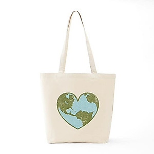 CafePress Earth Love Tote Bag Natural Canvas Tote Bag, Reusable Shopping Bag