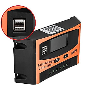 Eaarliyam Mppt Controller,Solar Charge Controller Regulator 12v/24v 60a Mppt Orange Intelligent Discharge with LCD Display Solar80 for Home Industry