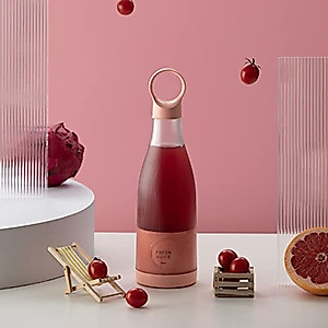 Portable Blender, Personal Size Blender, Battery Powered USB Blender, with Four Blades, Mini Blender Travel Bottle for Juice, Shakes, and Smoothies (Pink)