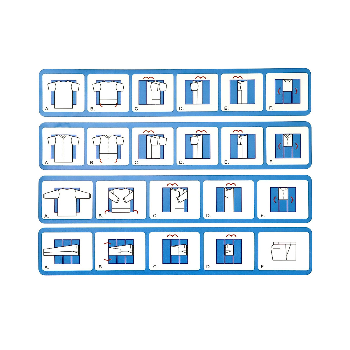 QWORK PP Composite Folding Board, 2 Pack Folding Clothes Board - Black + Blue, One-Hand Operation Laundry Folding Tool, Non-Slip Silicone Buckles, T Shirt Folder, Laundry Folders for All Garments